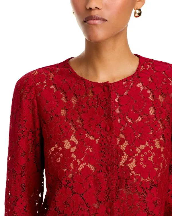 FRAME The Lace Blouse - Deep Ruby