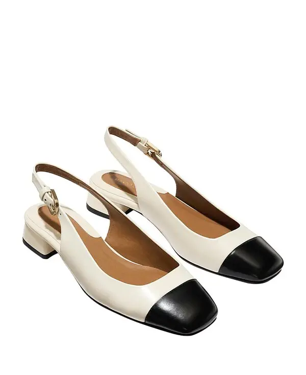 MARGAUX LONNBERG The Cap-toe Darcy Slingback Pumps - Cream And Black Calf