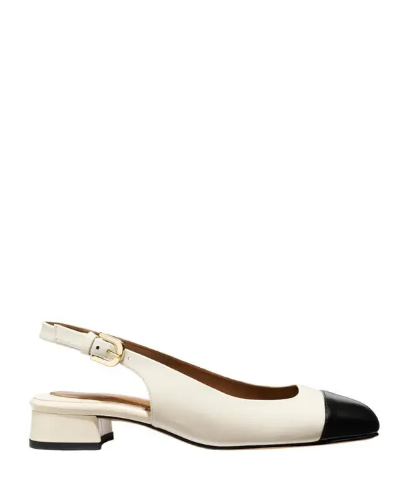 MARGAUX LONNBERG The Cap-toe Darcy Slingback Pumps - Cream And Black Calf