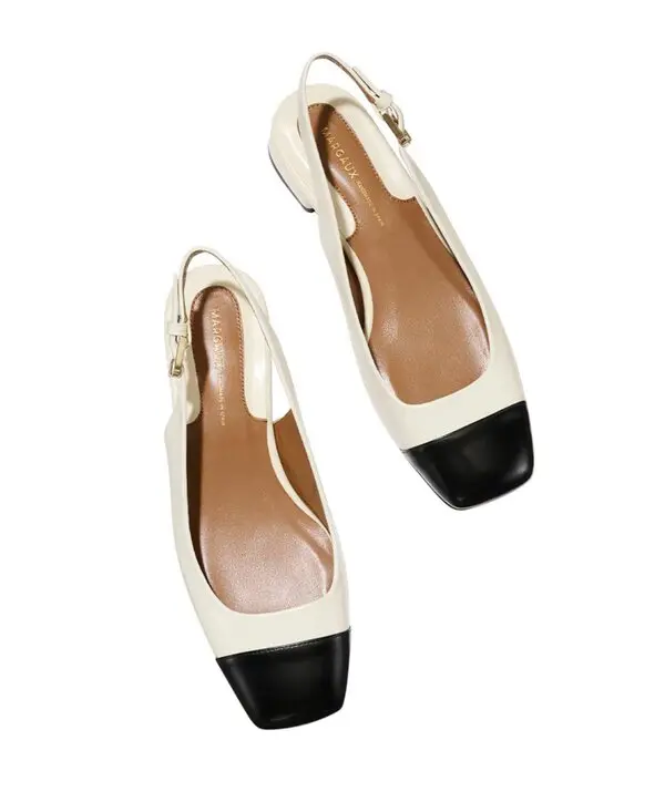 MARGAUX LONNBERG The Cap-toe Darcy Slingback Pumps - Cream And Black Calf