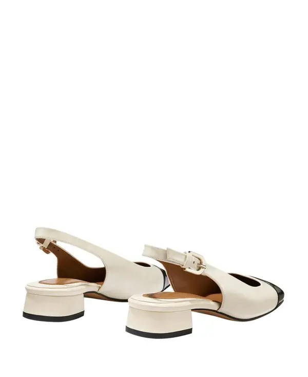 MARGAUX LONNBERG The Cap-toe Darcy Slingback Pumps - Cream And Black Calf