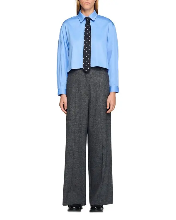 Sandro Straight Wide Leg Trousers