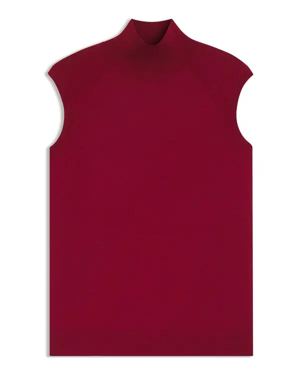 BOSS Wool-blend Sleeveless Mock Neck Sweater - Deep Ruby