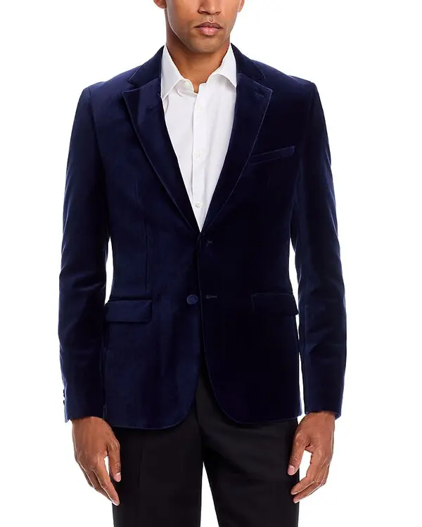 Hugo Arti Slim Fit Velvet Dinner Jacket - Navy
