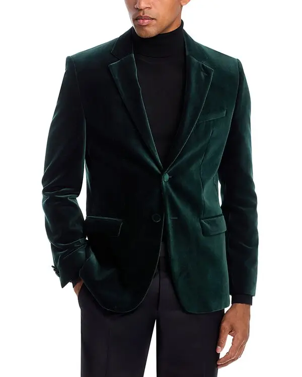 Hugo Arti Slim Fit Velvet Dinner Jacket - Open Green