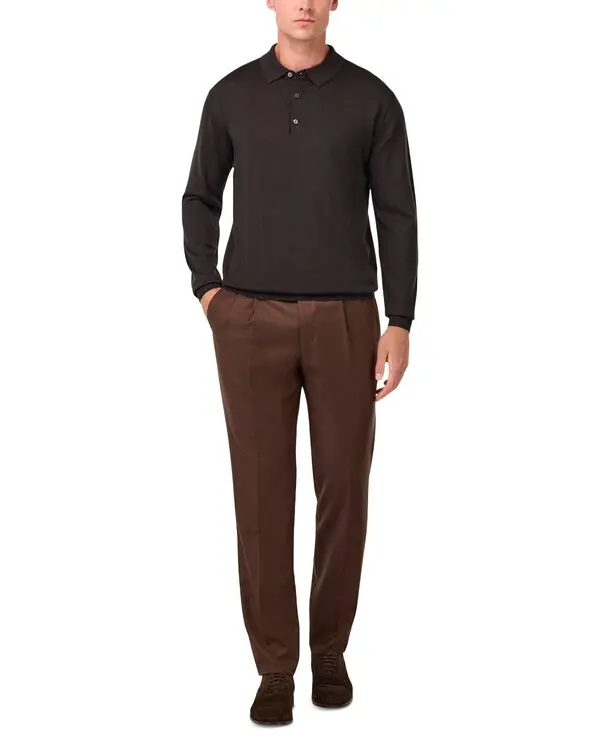 Boggi Milano Extrafine Merino Wool Long Sleeve Knitted Polo Shirt