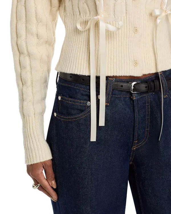 Steve Madden Cable Knit Cardigan With Ribbon Ties - Cream
