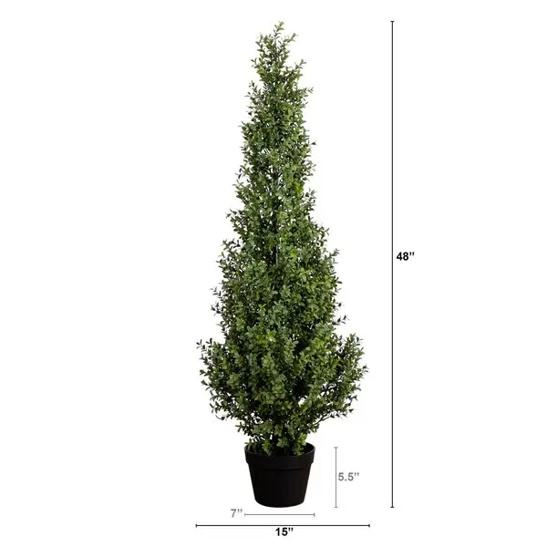 NEARLY NATURAL 4' Uv Resistant Artificial Boxwood Topiary Tree