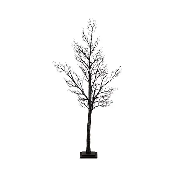 NEARLY NATURAL 5' Pre-lit Halloween Minimalist Twig Artificial Fall Tree With 240 Orange & Purple Led Lights - Brown