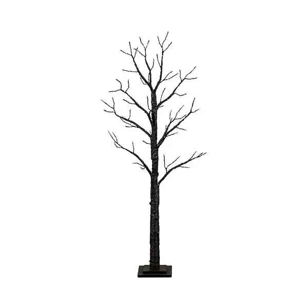 NEARLY NATURAL 5' Pre-lit Artificial Halloween Twig Tree With 360 Orange & Purple Led Lights - Black