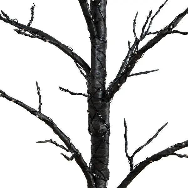 NEARLY NATURAL 5' Pre-lit Artificial Halloween Twig Tree With 360 Orange & Purple Led Lights
