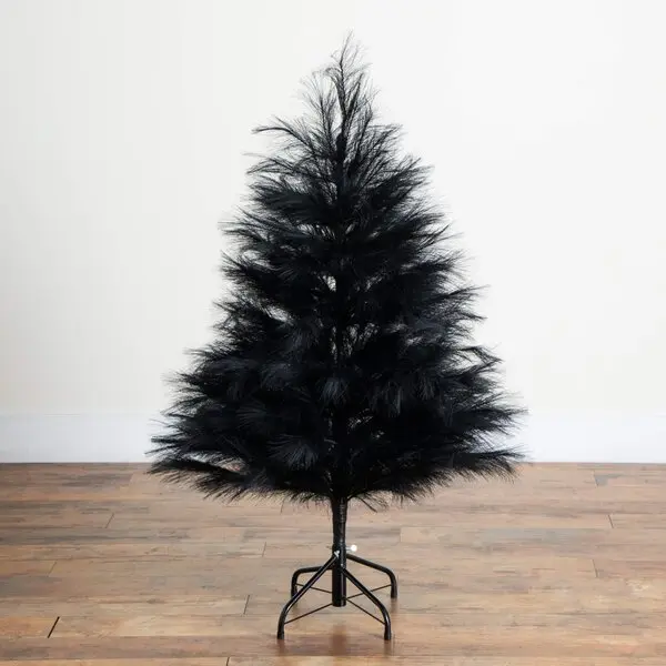 NEARLY NATURAL 4' Artificial Halloween Pampas Grass Christmas Tree