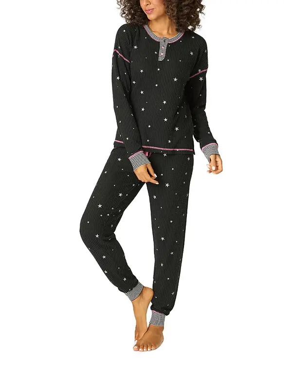 PJ Salvage Pj Savage Ski Jammie Classics Printed Pajama Set - Black