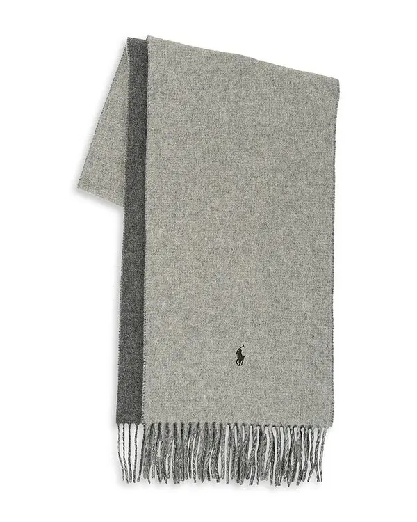 Polo Ralph Lauren Wool Cashmere Blend Double Sided Scarf - Med Grey