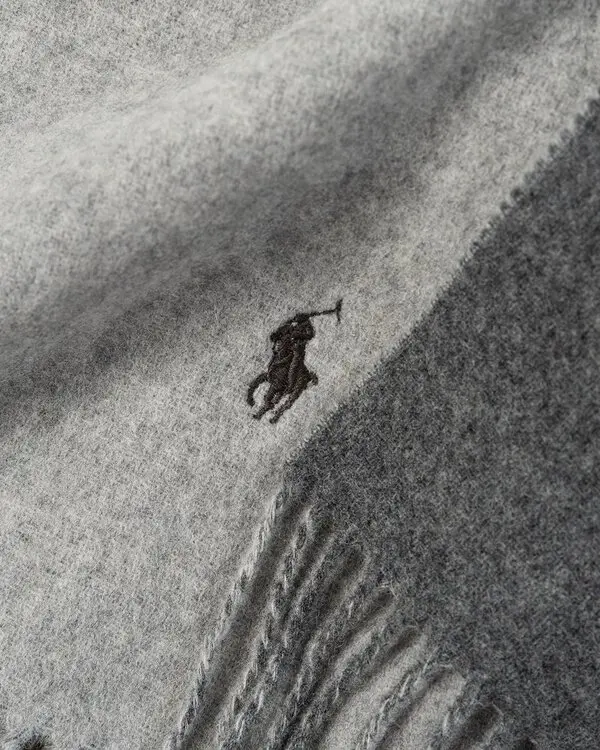 Polo Ralph Lauren Wool Cashmere Blend Double Sided Scarf - Med Grey