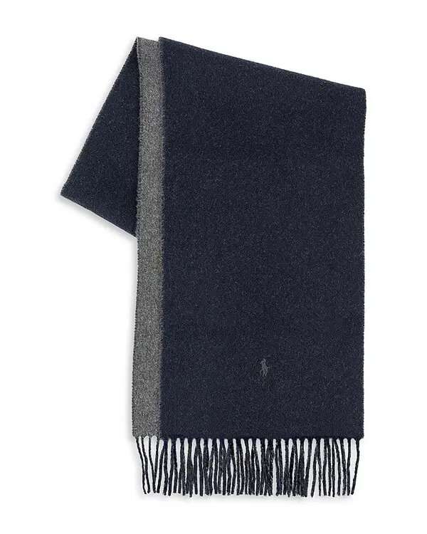 Polo Ralph Lauren Wool Cashmere Blend Double Sided Scarf - Navy