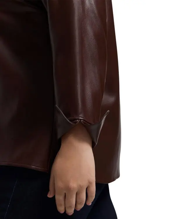 Foxcroft Agnes Faux Leather Shirt - Chicory Coffee