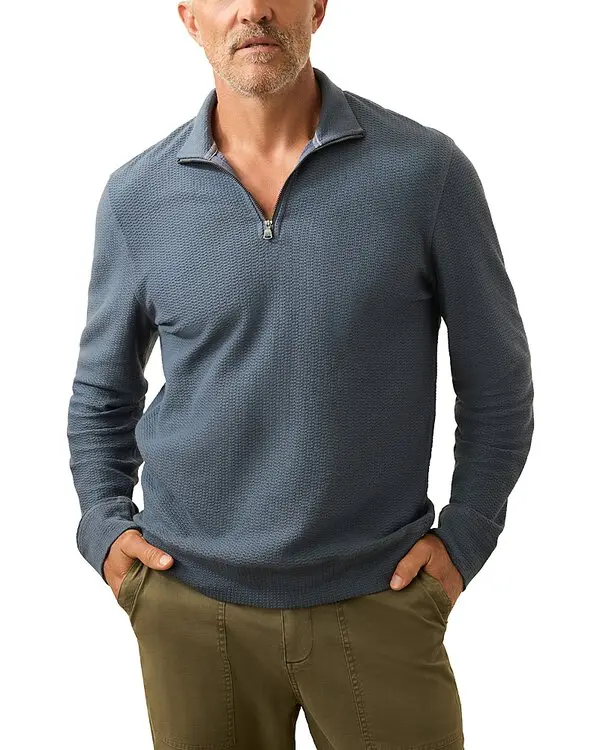 Faherty Brand Textured Knit Quarter Zip Sweater - Breaker Blue