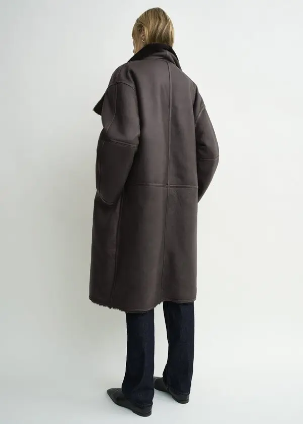 TOTEME Shearling Wrap Coat - Brown