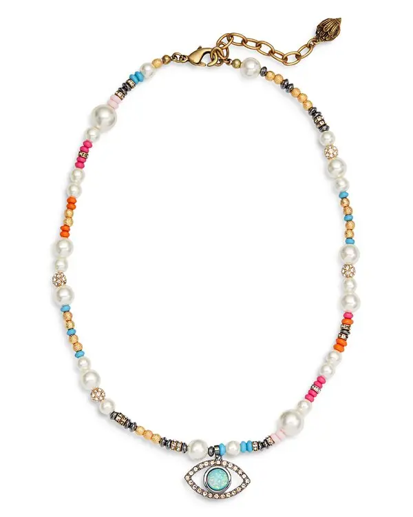 Kurt Geiger Boho Evil Eye Mixed Bead Pendant Necklace - Multi