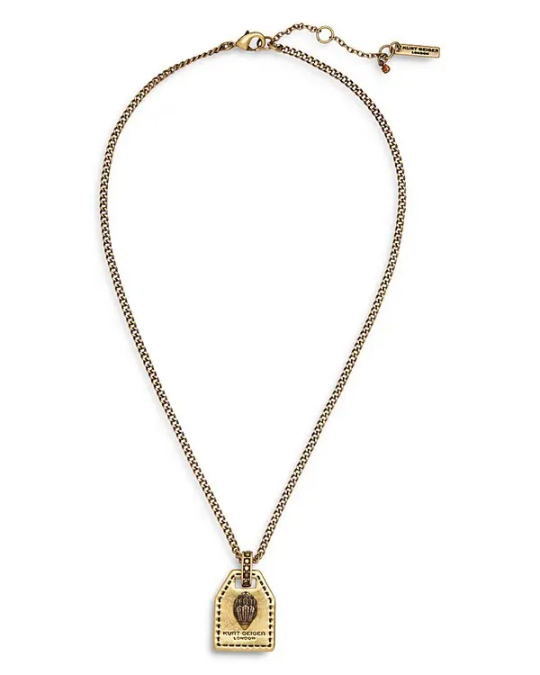 Kurt Geiger Signature Eagle Tag Pendant Necklace - Gold