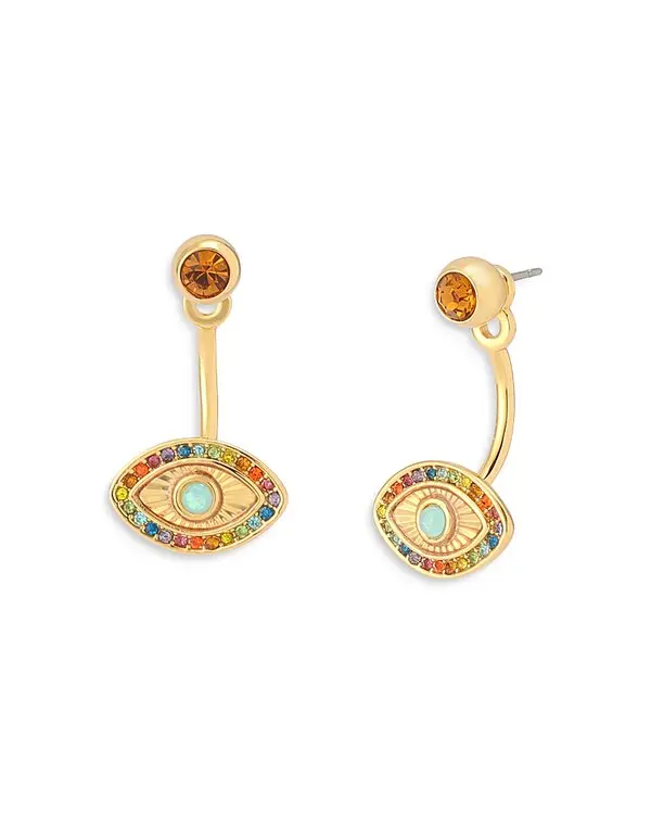 Kurt Geiger Signature Rainbow Evil Eye Barbell Front To Back Earrings - Multi/gold