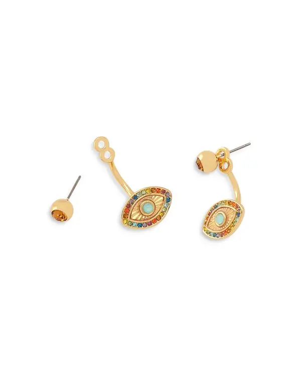 Kurt Geiger Signature Rainbow Evil Eye Barbell Front To Back Earrings