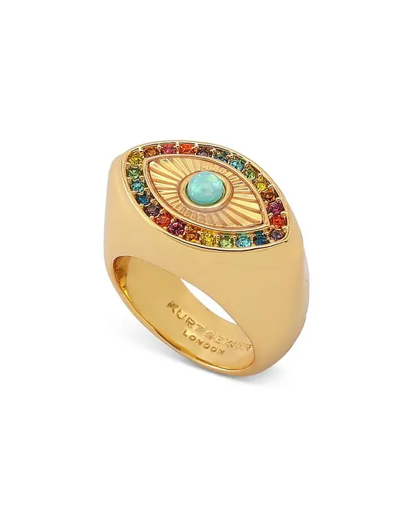 Kurt Geiger Signature Rainbow Evil Eye Cocktail Ring - Multi/gold