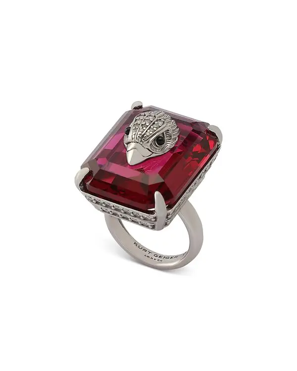 Kurt Geiger Signature Eagle Gem Cocktail Ring - Pink/silver