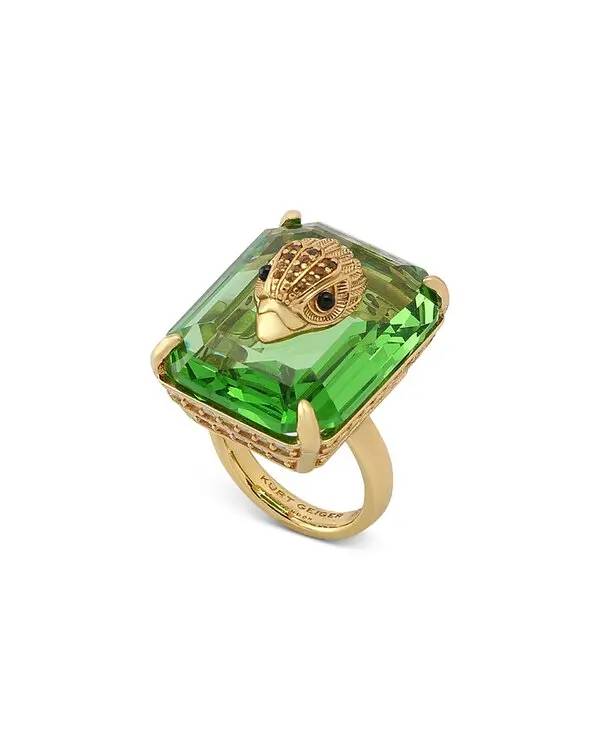 Kurt Geiger Signature Eagle Gem Cocktail Ring - Green/gold