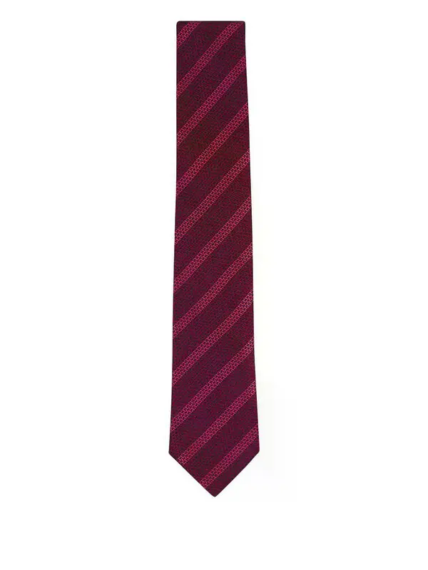 Brunello Cucinelli Striped Silk Neck Tie - Red