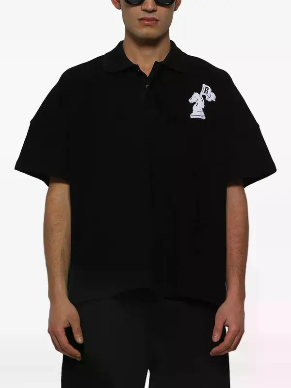 Rhude Logo Boxy Polo Shirt - Black