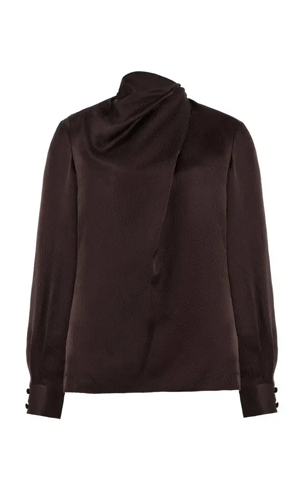 Gabriela Hearst Marcela Draped Silk Top - Brown