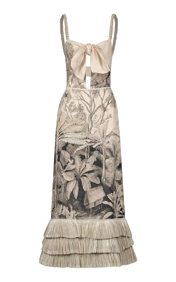 Johanna Ortiz Linen-blend Printed Dress - Print