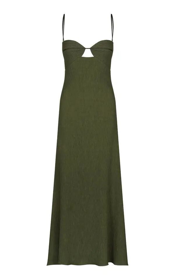 Johanna Ortiz Dream Spinner Satin Maxi Dress - Green