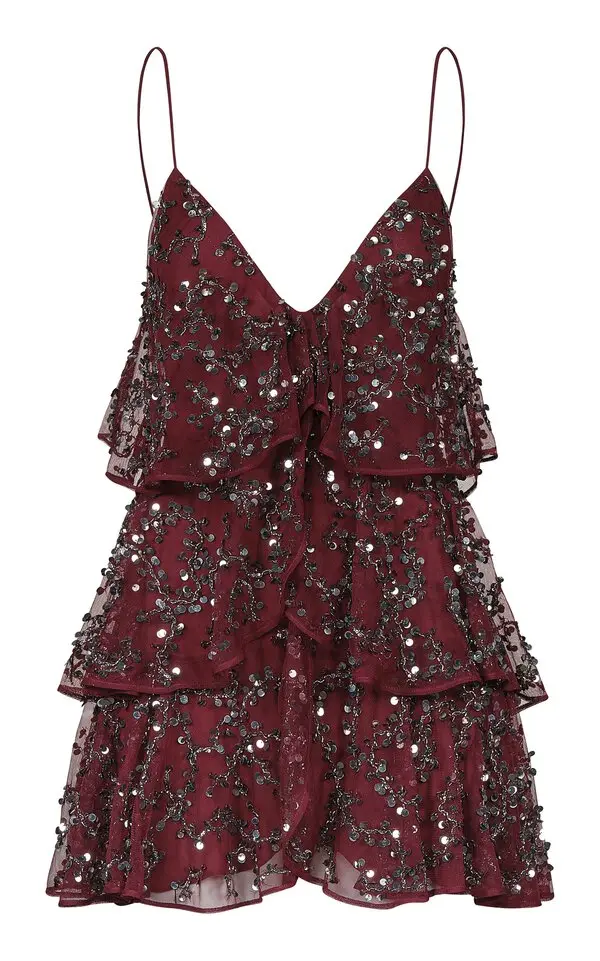 Johanna Ortiz Embellished Chiffon Mini Dress - Multi