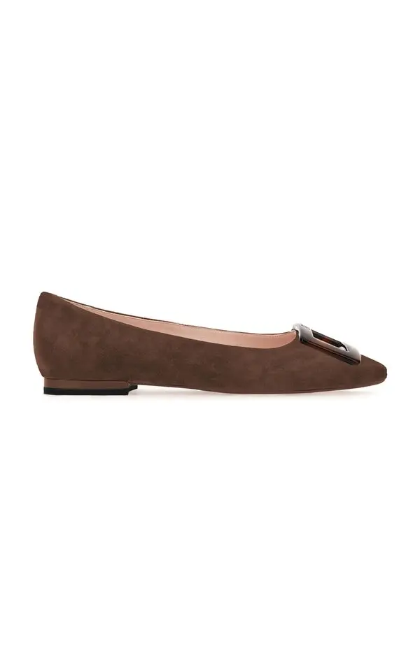 ROGER VIVIER Gommettine Leather Ballet Flats - Brown