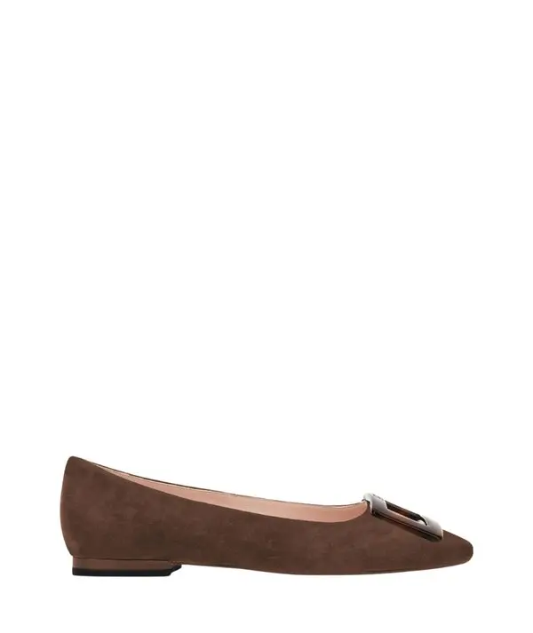 ROGER VIVIER Gommettine Leather Ballet Flats - Brown
