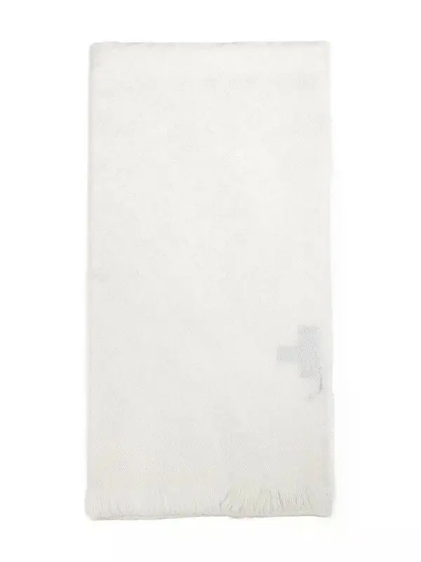 Tagliatore Jacquard Fringed Scarf - White