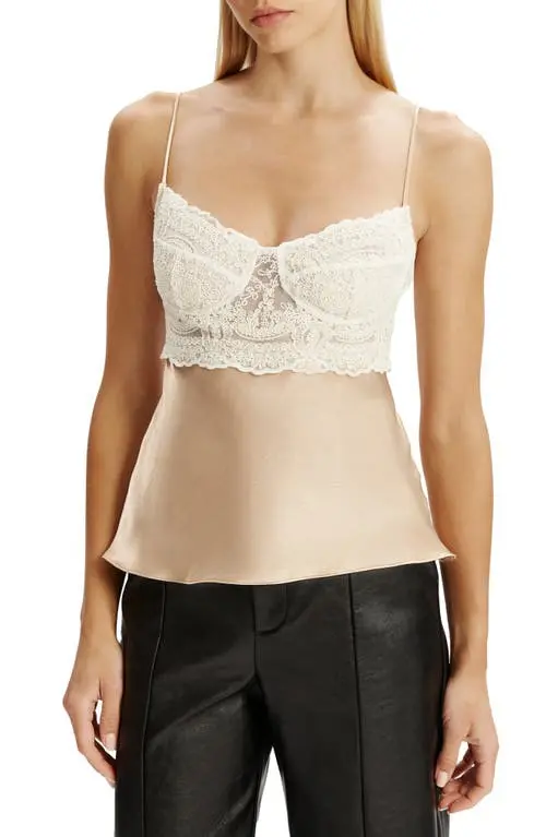 Bardot Satin And Lace Camisole - Golden