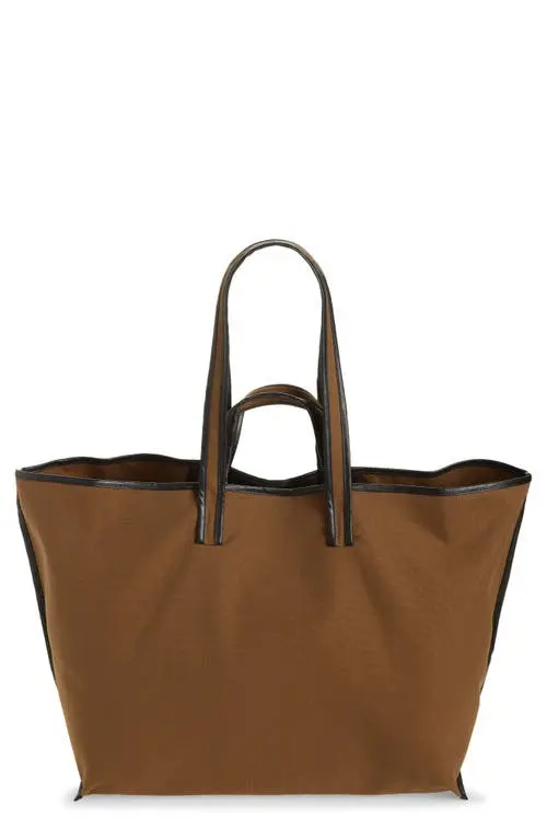KASSL EDITIONS Canvas Tote With Contrast Trim - Almond Oil Black