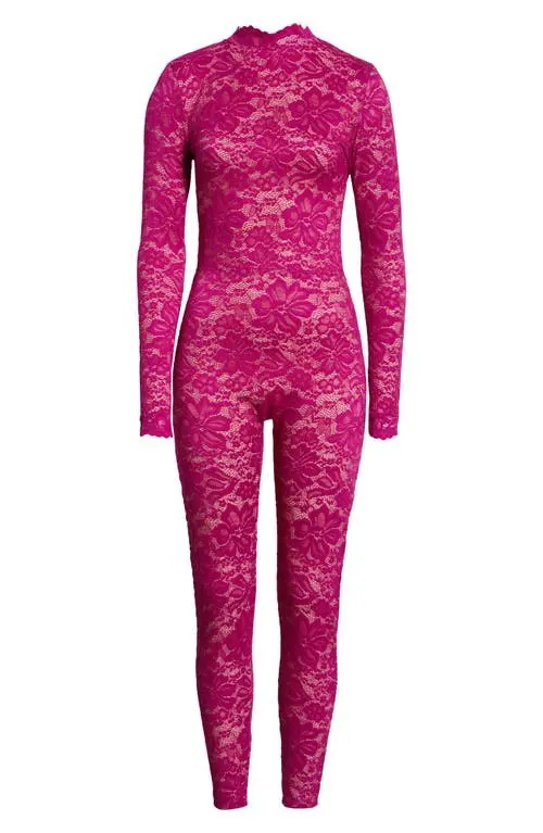 KILO BRAVA Lace Long Sleeve Catsuit - Boysenberry