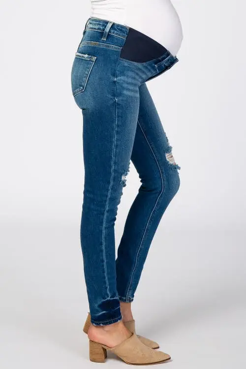 PINKBLUSH Distressed Maternity Jeans With Side Inserts