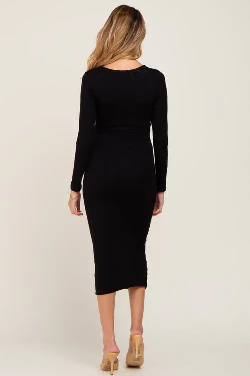 PINKBLUSH Square Neck Midi Dress - Black