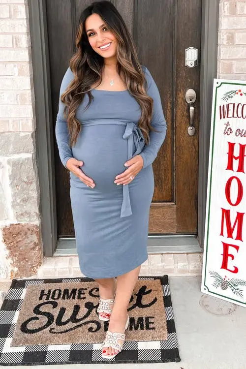PINKBLUSH Square Neck Midi Dress