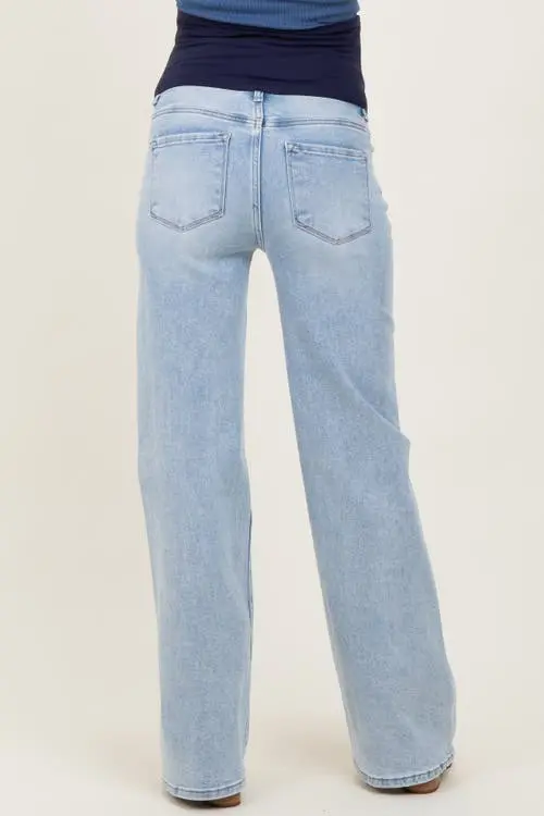 PINKBLUSH High Rise Wide Leg Maternity Jeans