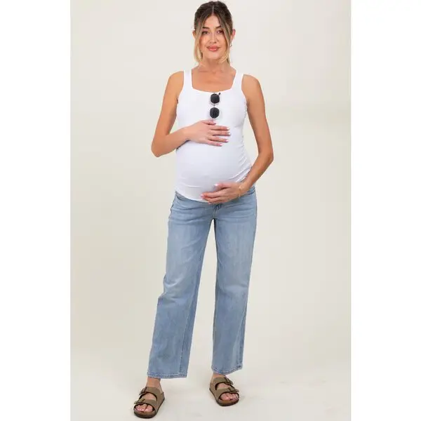 PINKBLUSH Straight Leg Ankle Maternity Jeans
