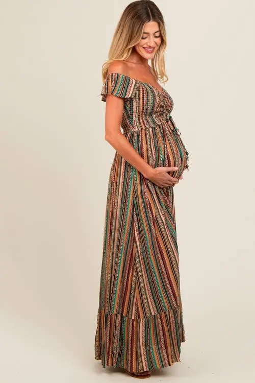 PINKBLUSH Off Shoulder Cinched Maxi Dress