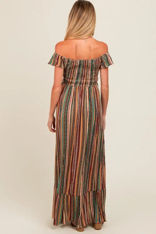 PINKBLUSH Off Shoulder Cinched Maxi Dress