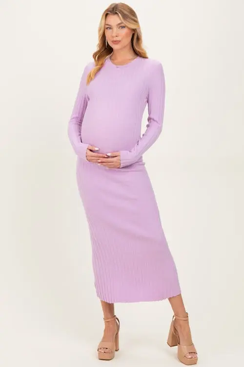 PINKBLUSH Fitted Midi Sweater Dress - Lavender